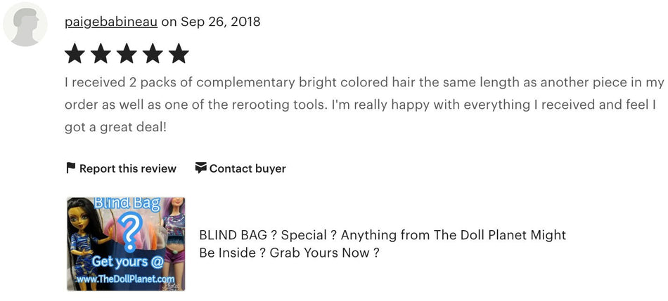 Surprise Bundle 8 Packs of Doll Planet Hair Plus Rerooting Tool